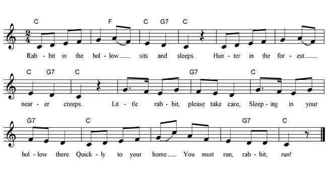 Rabbit in the hollow sits and sleeps.